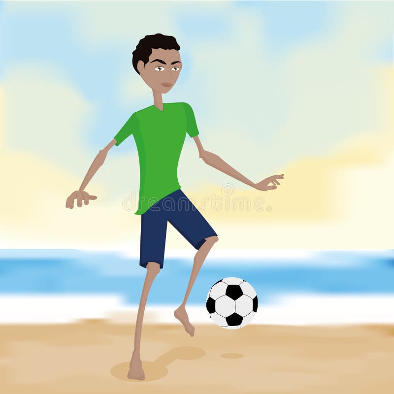 Soccer Player Cartoon Illustration Editable with Background Stock ...