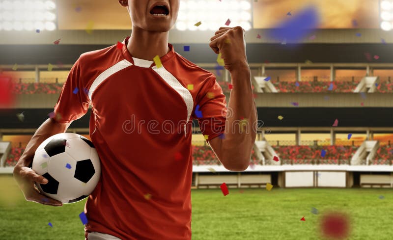 Soccer Player Celebrating on the Fields Stock Photo - Image of fields ...