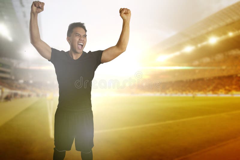 Soccer Player Celebrating His Victory Stock Photo - Image of adult ...
