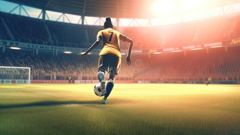 Soccer Player on Field, Digital Art Illustration, Generative AI Stock ...