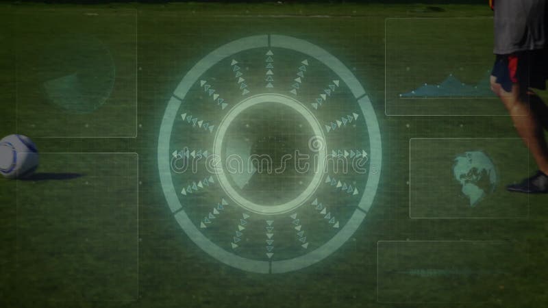 Soccer Player on Field with Digital Data and Analytics Overlay ...