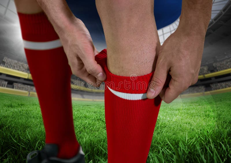 Soccer Player in the Field Putting Well His Red Shocks Stock Photo ...