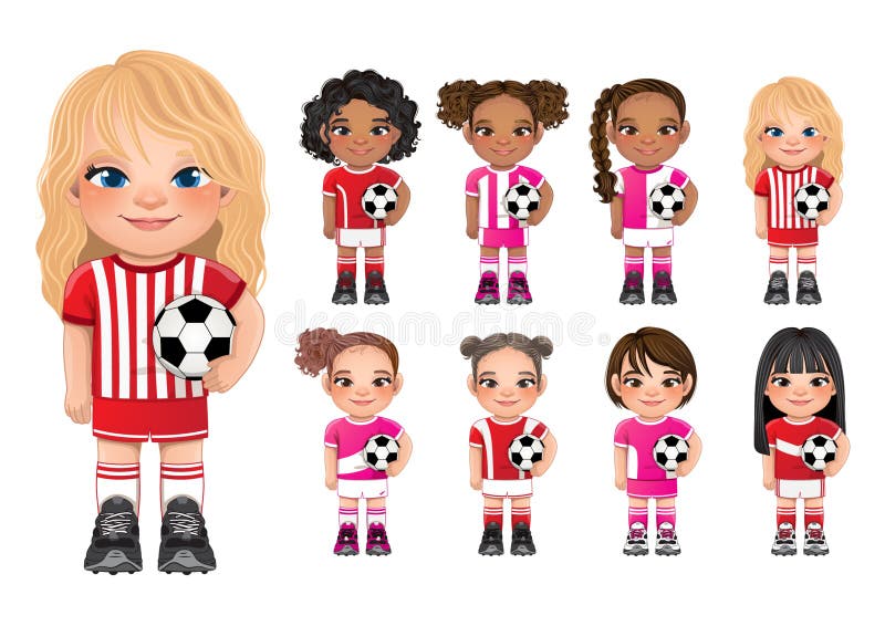 Soccer Player Girls International Collection Vector Design Stock Vector ...