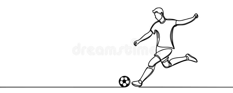 Soccer Player Hits the Ball. Continuous One Line Drawing Stock Vector ...