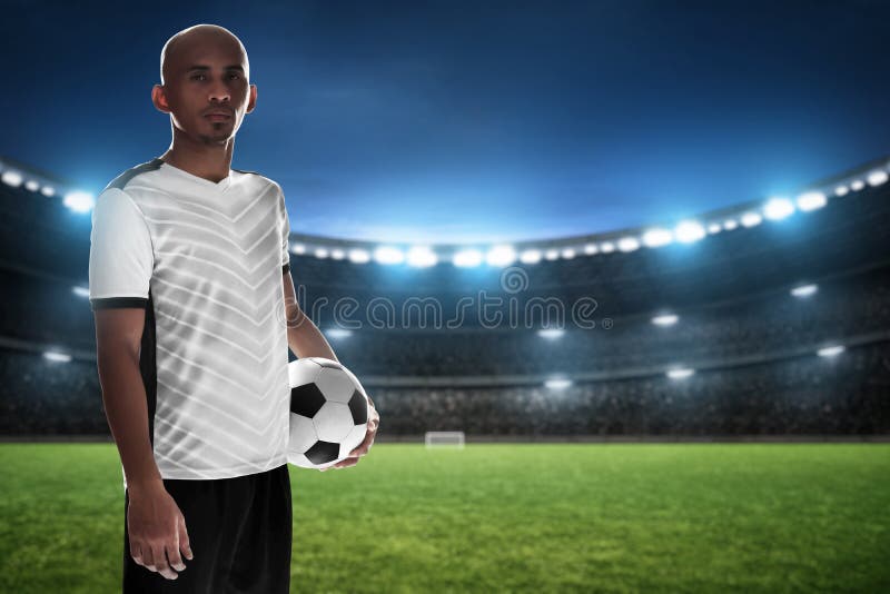 Soccer Player Hold Ball in the Stadium Stock Image - Image of active ...