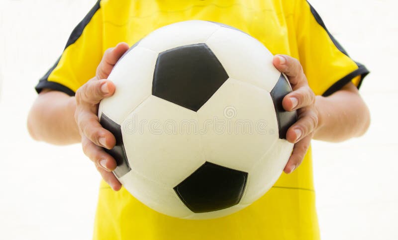 Soccer Player Holding a Football. Stock Image - Image of player, person ...