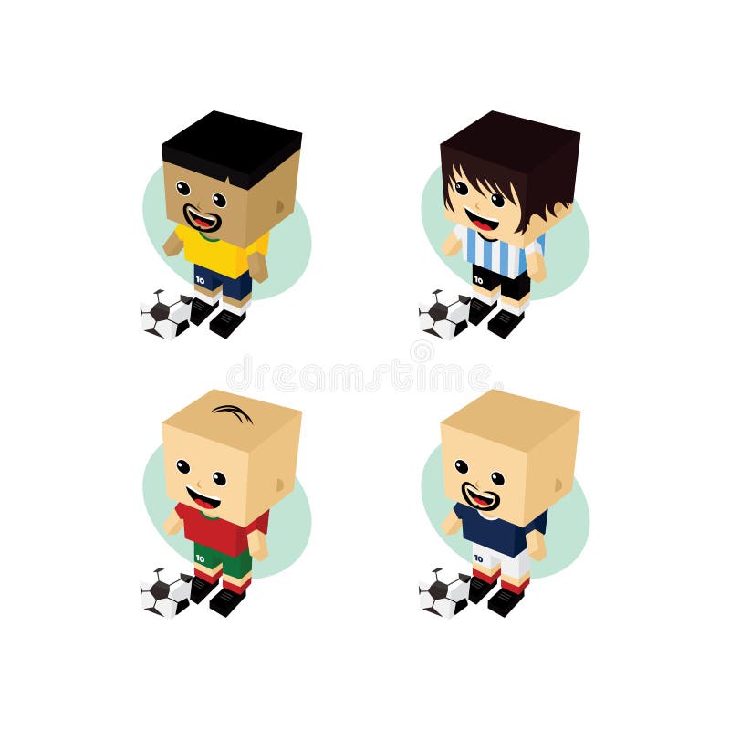 Soccer Player Isometric Cartoon Set Stock Vector - Illustration of ...