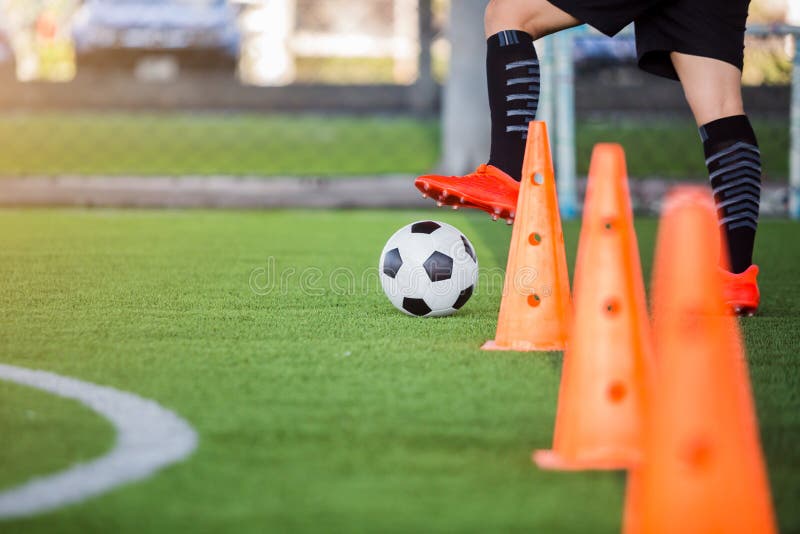 Soccer Player Jogging with Trap and Control Football Stock Photo ...