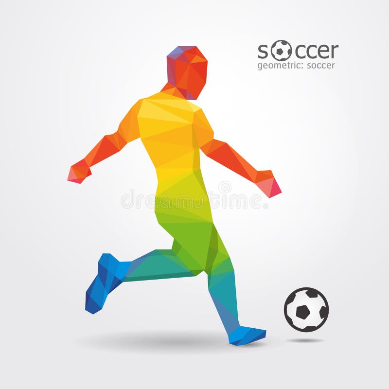 Soccer Player Kick Striker Player Geometric Design Vector. Stock Vector ...