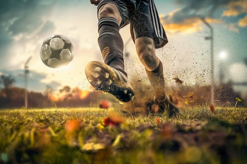Dynamic Soccer Play at Sunset Stock Photo - Image of energy, agility ...