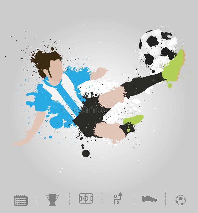 Soccer Player Kicks the Ball with Paint Splatter Design Stock Vector ...