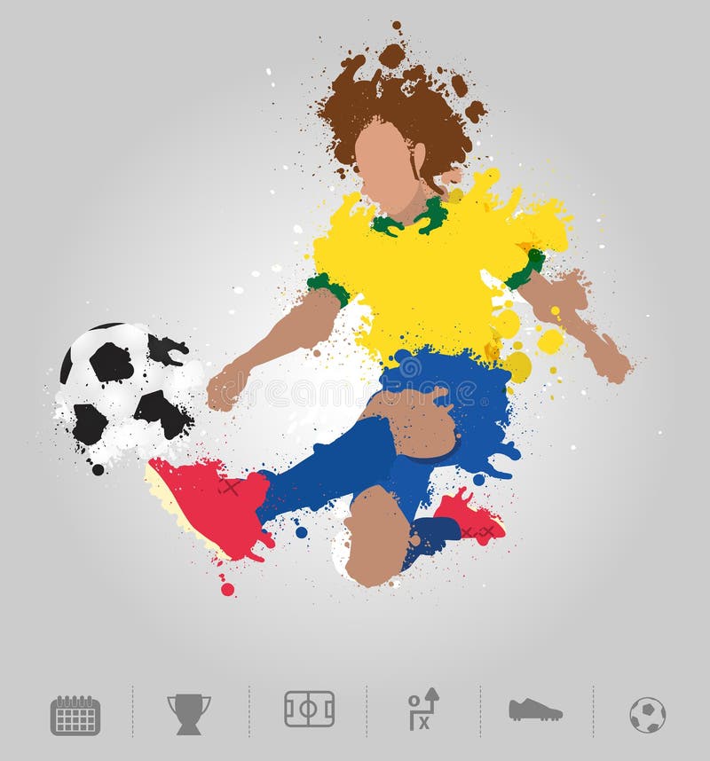 Soccer Player Kicks the Ball with Paint Splatter Design Stock Vector ...