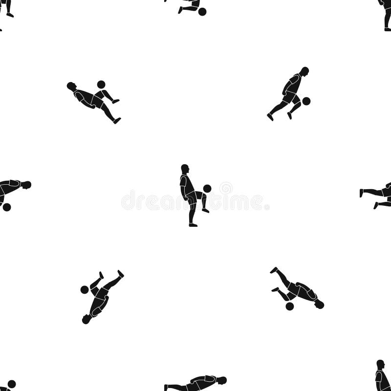 Soccer Player Man Pattern Seamless Black Stock Vector - Illustration of ...