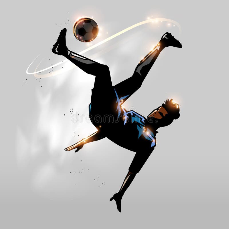 Soccer Player Hard Over Head Kick Stock Vector - Illustration of ball ...