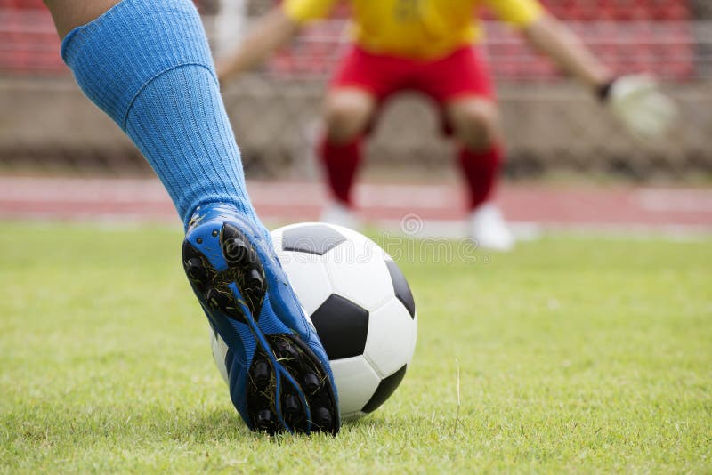 Soccer Player Running with Ball Stock Image - Image of football ...