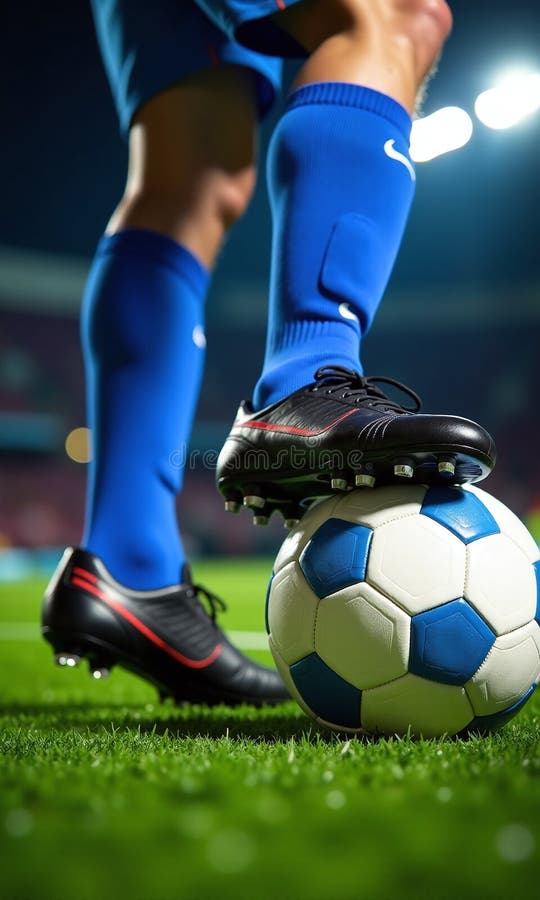 Soccer Player S Foot on Ball Close Up Stock Illustration - Illustration ...
