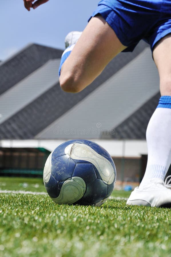 Soccer Player Shooting Ball Stock Image - Image of sport, game: 18545065