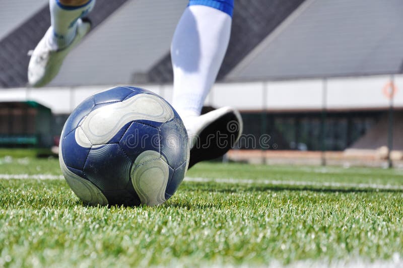 Soccer Player Shooting Ball Stock Photo - Image of soccer, leisure ...