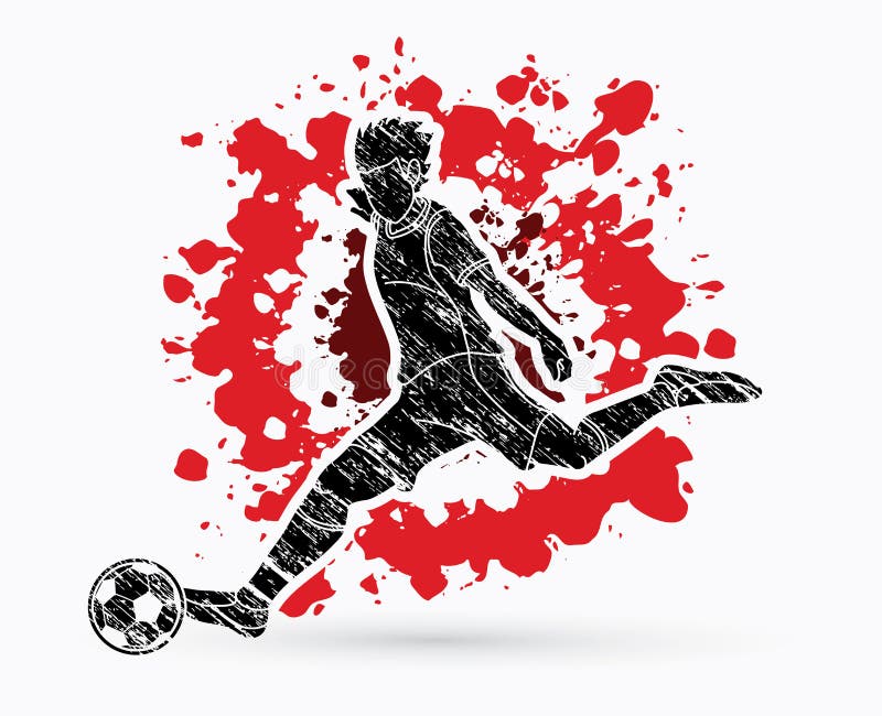 Soccer Player Shooting a Ball Action Stock Vector - Illustration of ...