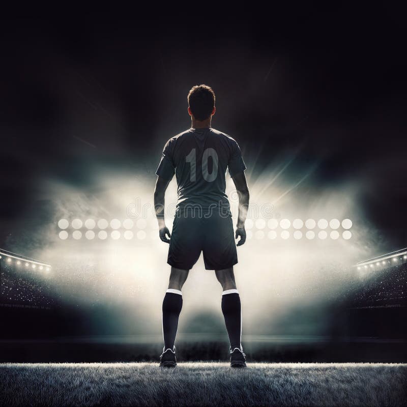 Soccer Player in the Stadium at Night. Stock Illustration ...