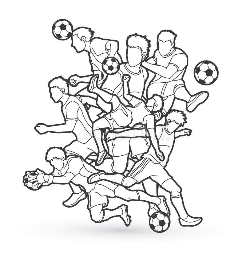 Soccer Player Team Composition Graphic Vector Stock Vector ...