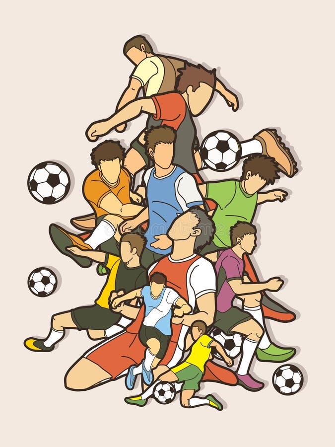Soccer Team Composition, Soccer Player Action Graphic Vector Stock ...