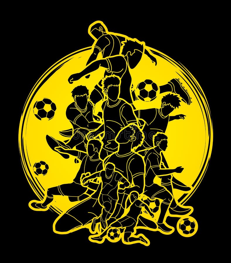 Soccer Player Team Composition Stock Vector - Illustration of athletic ...
