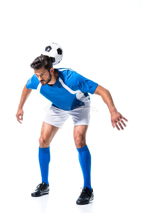 Soccer Player Training with Ball on Back Stock Image - Image of ...