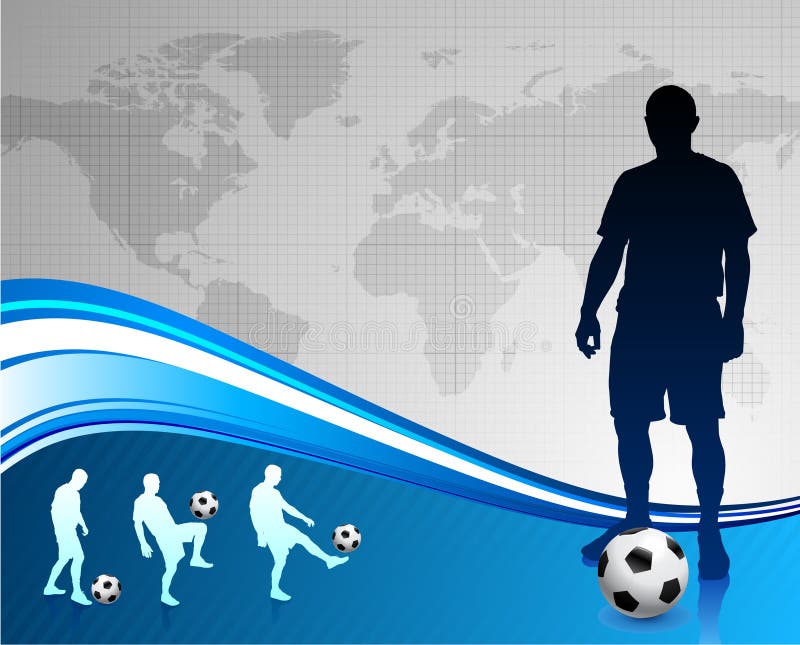 Soccer Player with World Map Background Stock Illustration ...