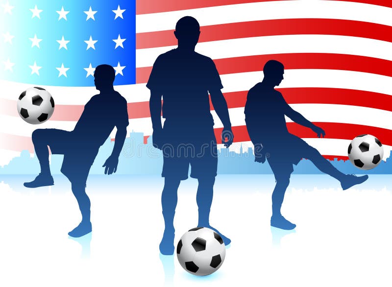 Soccer Player with World Map Background Stock Illustration ...