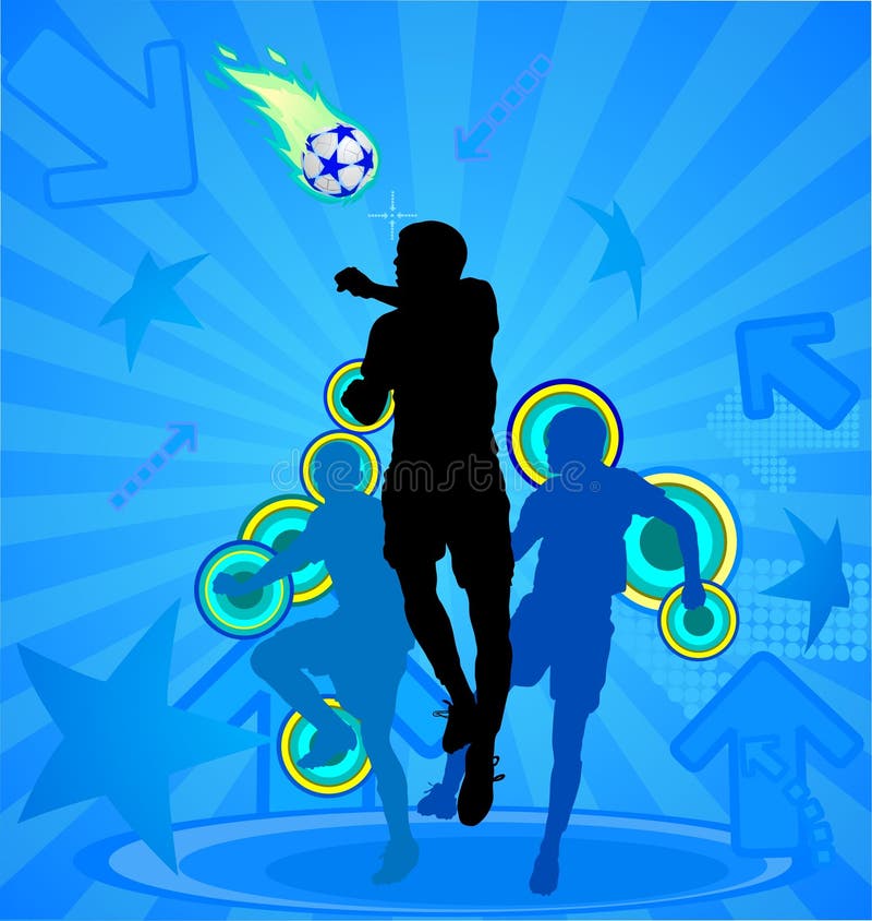 Soccer Players On The Blue Abstract Background Stock Vector ...