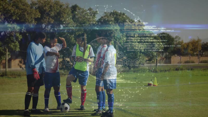 Soccer Players on Field with Digital Data Processing Animation Overlay Stock Video - Video of ...
