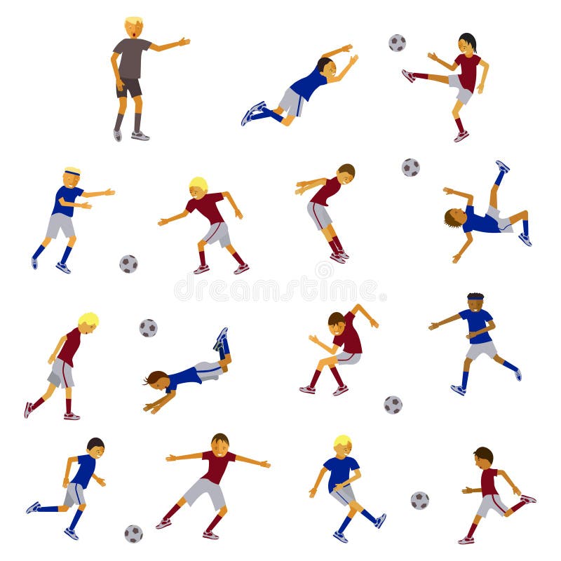 Soccer, Football Players in Different Poses Stock Vector - Illustration ...