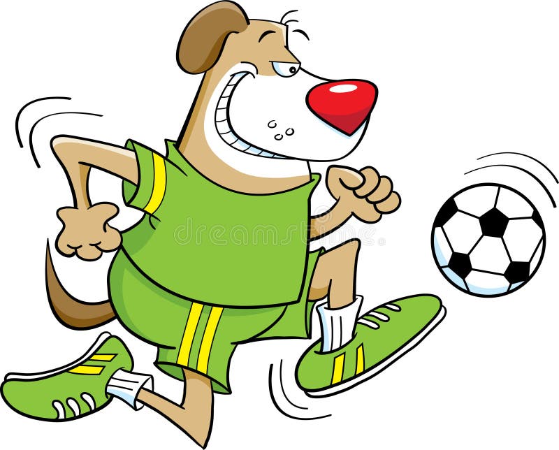 Cartoon Dog Soccer Kick stock vector. Illustration of smiling - 52057494