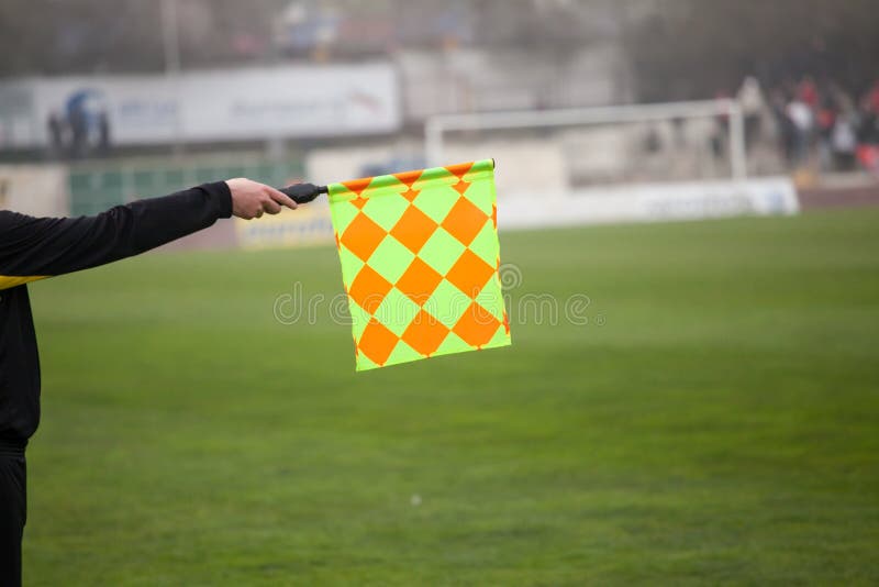 Soccer Referee Hold the Flag. Offside Stock Photo - Image of offside ...