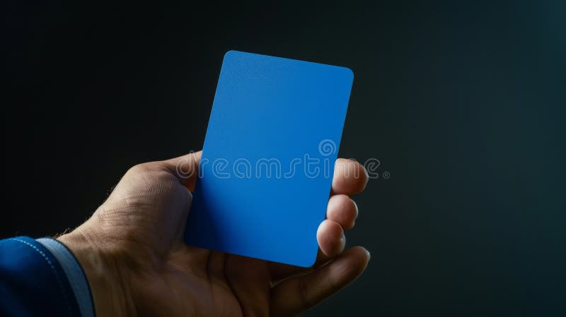 A Soccer Referee Holding a Blue Card. Generative AI. Stock Illustration ...