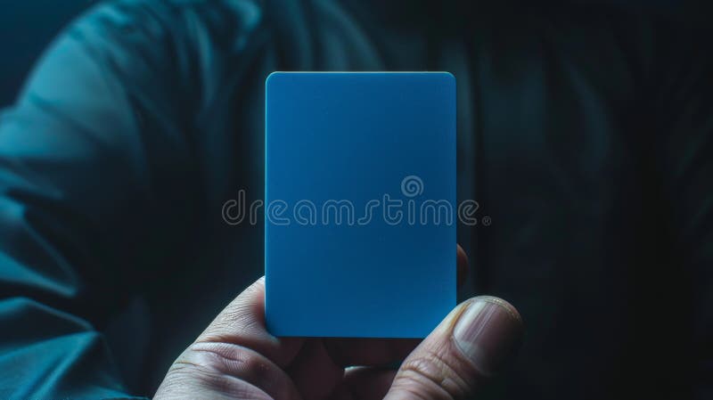 A Soccer Referee Holding a Blue Card. Generative AI. Stock Illustration ...