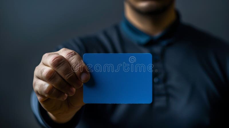 A Soccer Referee Holding a Blue Card. Generative AI. Stock Illustration ...