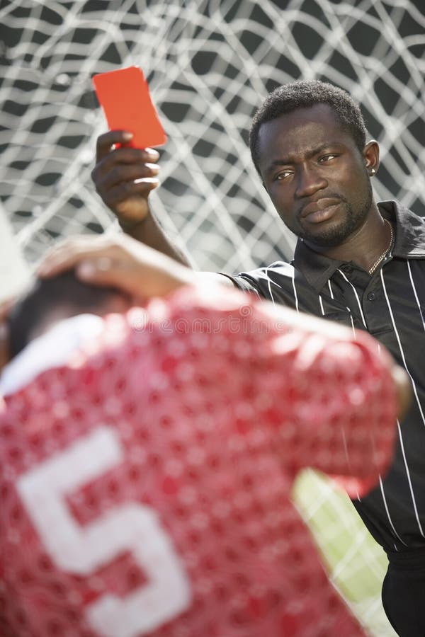 Soccer Referee Holding Up Red Card Close-up on Hand Stock Image - Image ...