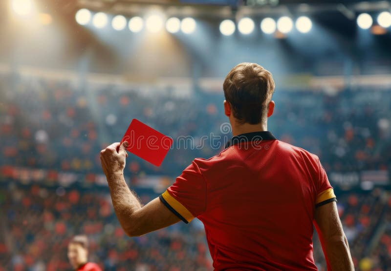A Soccer Referee Showing a Red Card in a Match. Generative AI. Stock ...
