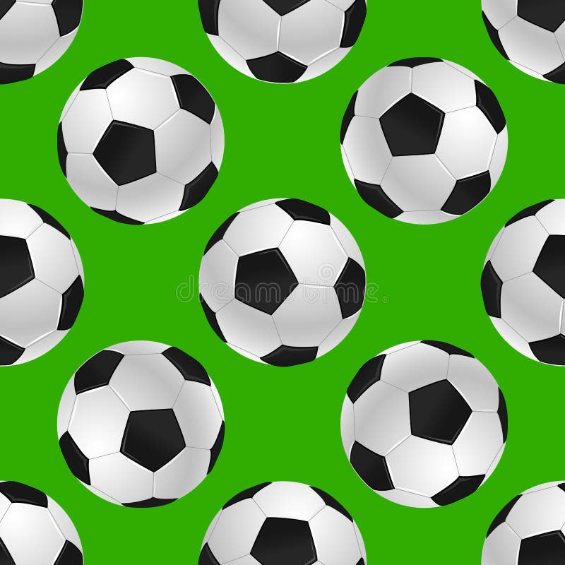 Soccer S Ball Seamless Texture Over Green Stock Vector - Illustration ...