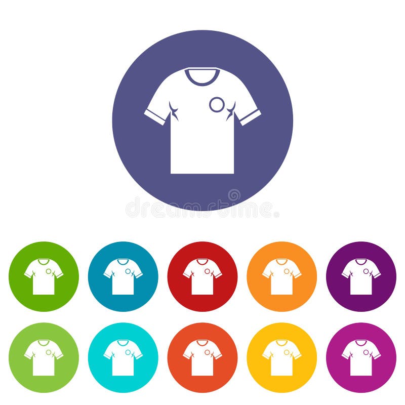 Soccer Shirt Icons Set Flat Vector Stock Vector - Illustration of game ...