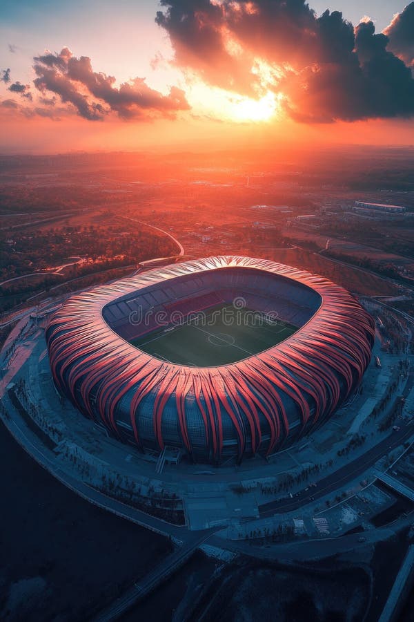 Soccer Stadium Aerial Sunset Stock Image - Image of architecture, seats ...