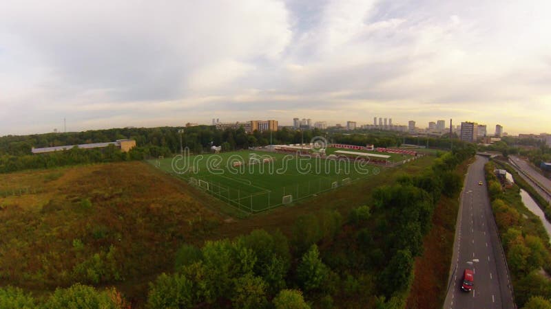 Soccer Stadium Training Night Aerial View Stock Footage - Video of game ...