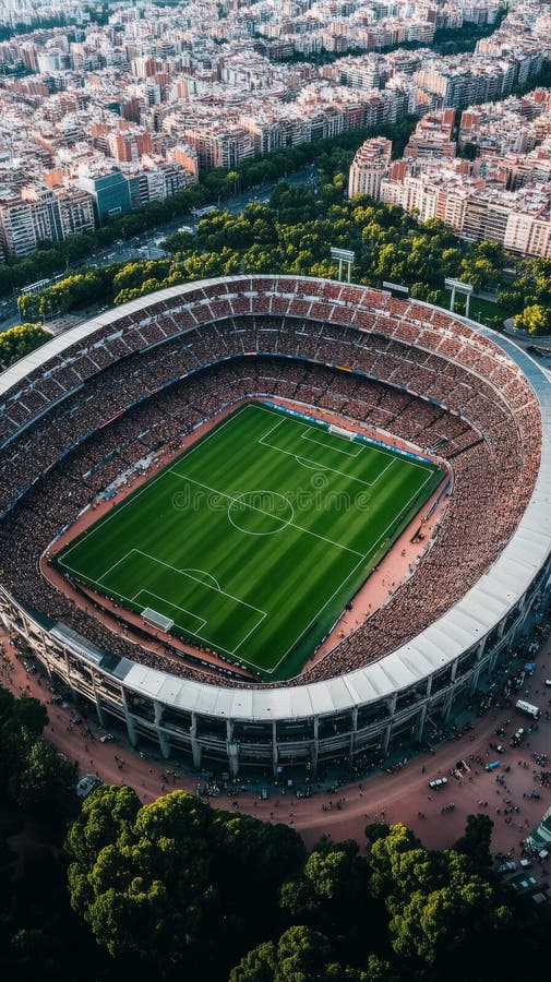 A Soccer Stadium, Built into an Ancient Cliff. Generative AI. Stock ...