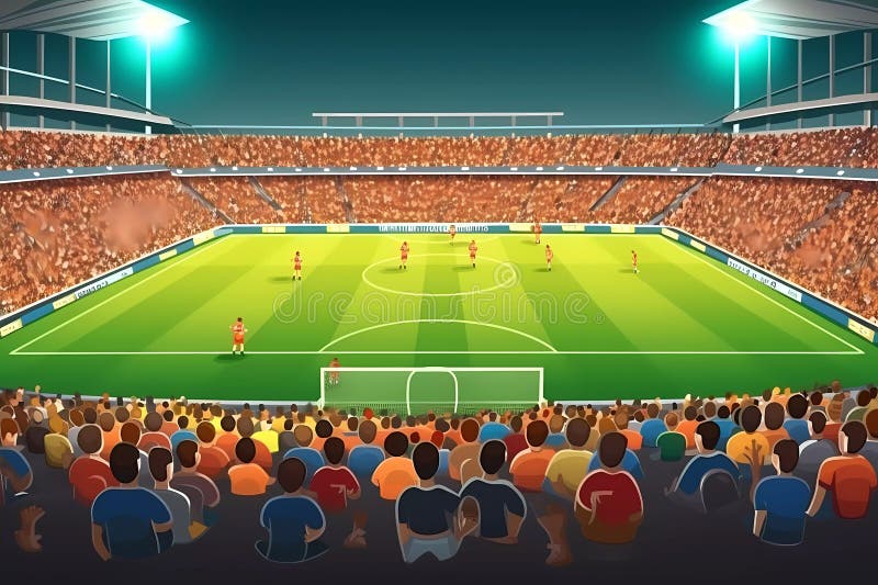 A Soccer Stadium with a Crowd Watching. AI Generation Stock ...
