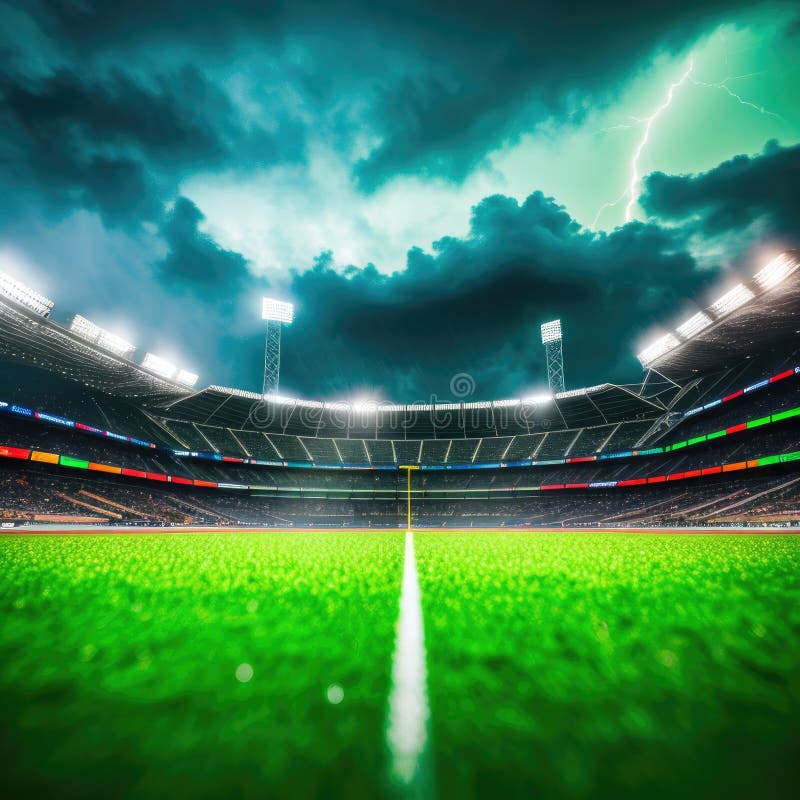 Soccer Stadium with Green Field. Generative AI Stock Illustration ...