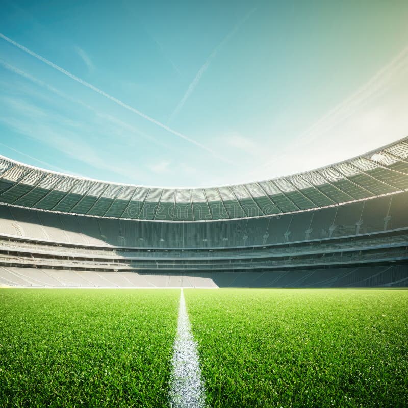 Soccer Stadium with Green Field. Generative AI Stock Photo - Image of ...