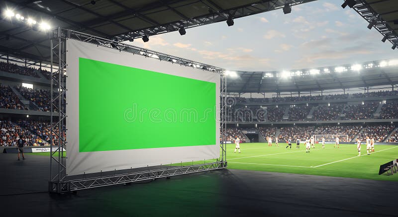 Soccer Stadium with Green Screen for Virtual Advertising and Content ...
