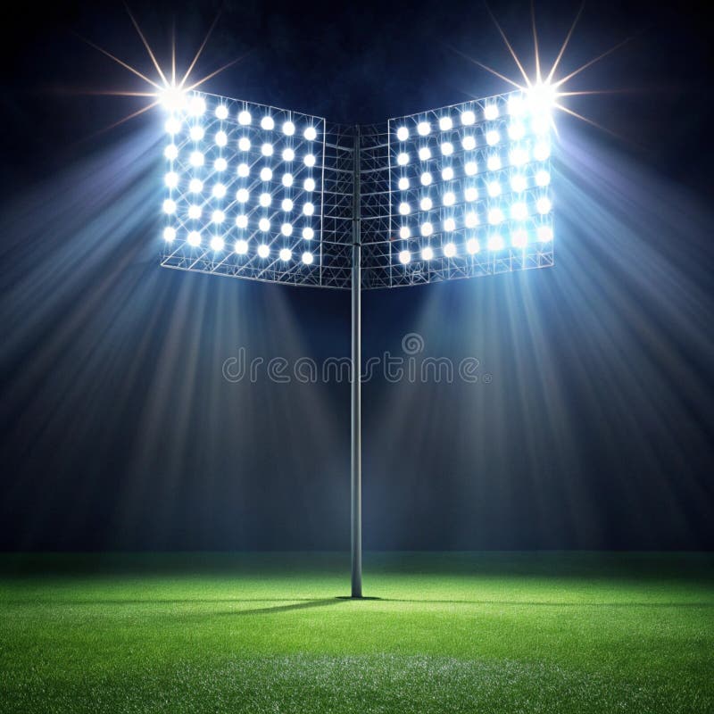 Soccer Stadium Lights Reflecting Against Black Background Stock ...